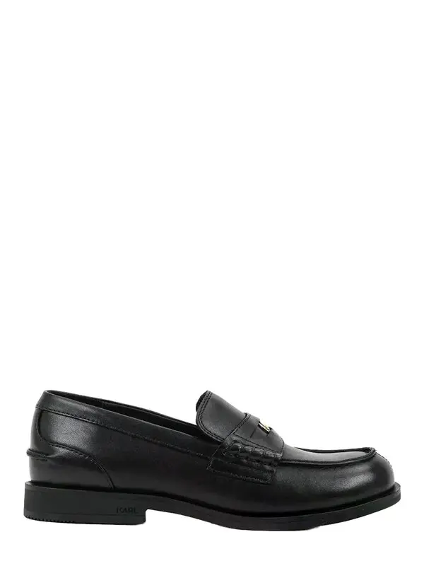 Karl Lagerfeld Leather-plaque Loafers - Black