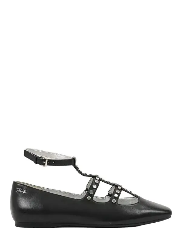 Karl Lagerfeld Studded Caged Ballet Flats - Black