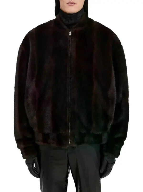 MAISON MARGIELA Faux-fur Zip-front Bomber Jacket - Brown
