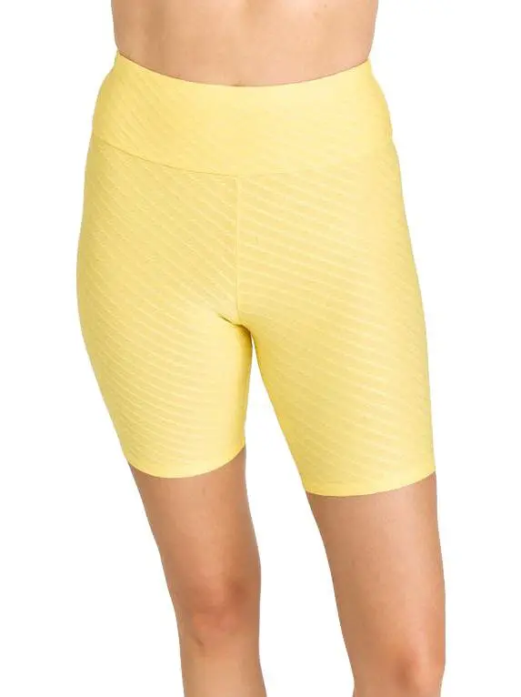CALYPSA Mid-thigh Swim Shorts - Buttercup (textured)
