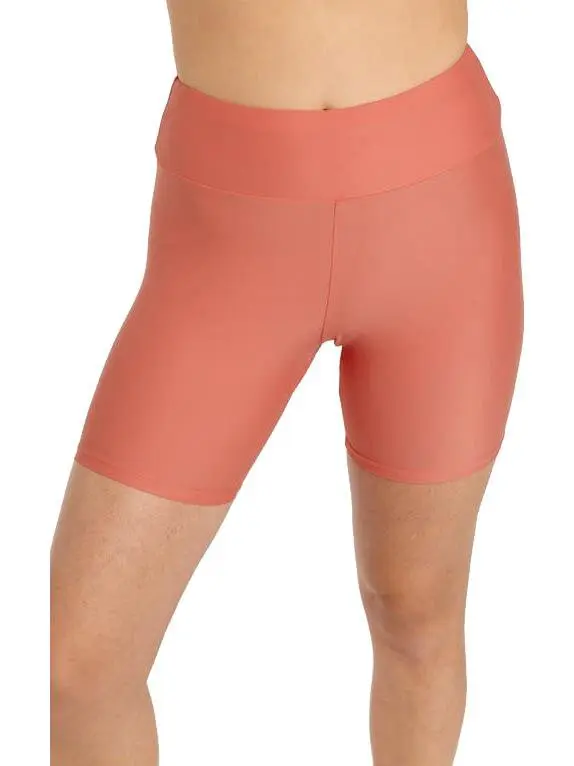 CALYPSA Mid-thigh Swim Shorts - Rust