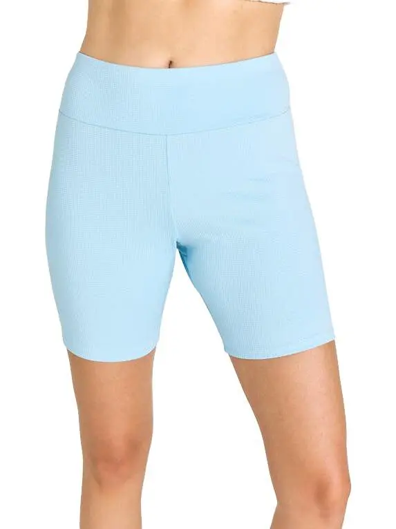 CALYPSA Mid-thigh Swim Shorts - Sky Blue (textured)