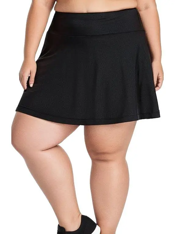 CALYPSA Flowy Swim Skirt With Shorts - Black