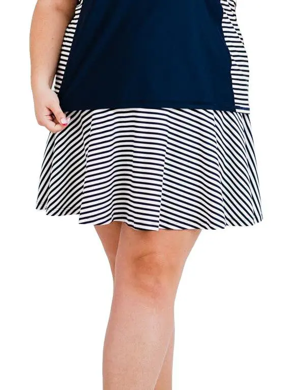 CALYPSA Flowy Swim Skirt With Shorts - Navy Sunshine Sails