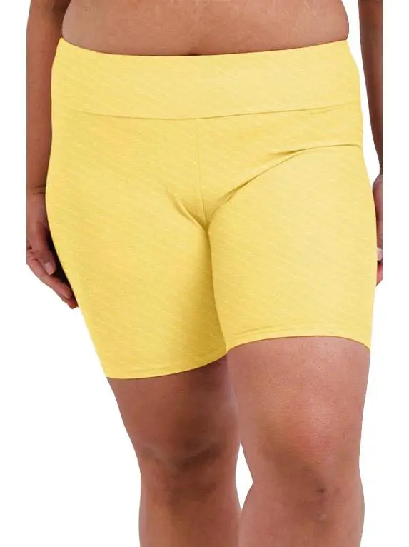 CALYPSA Mid-thigh Swim Shorts - Buttercup (textured)