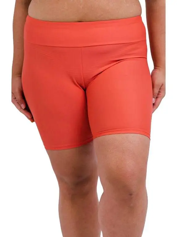 CALYPSA Mid-thigh Swim Shorts - Coral