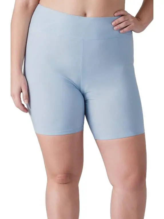 CALYPSA Mid-thigh Swim Shorts - Dusty Blue