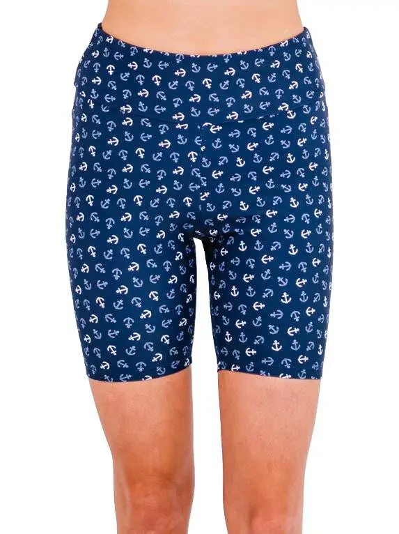 CALYPSA Mid-thigh Swim Shorts - Navy Achors