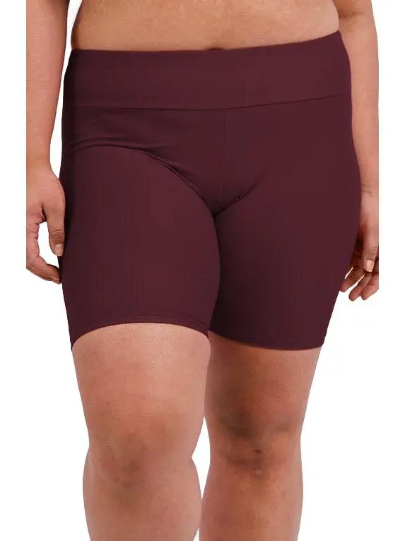CALYPSA Mid-thigh Swim Shorts - Wine