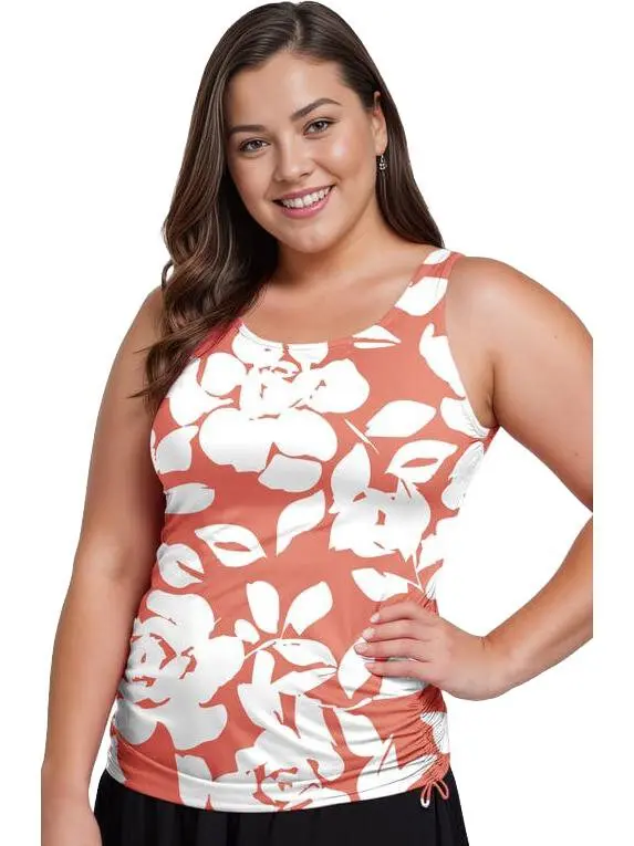 CALYPSA Maya Tankini Swim Top With Removable Cups - Rusty Rose
