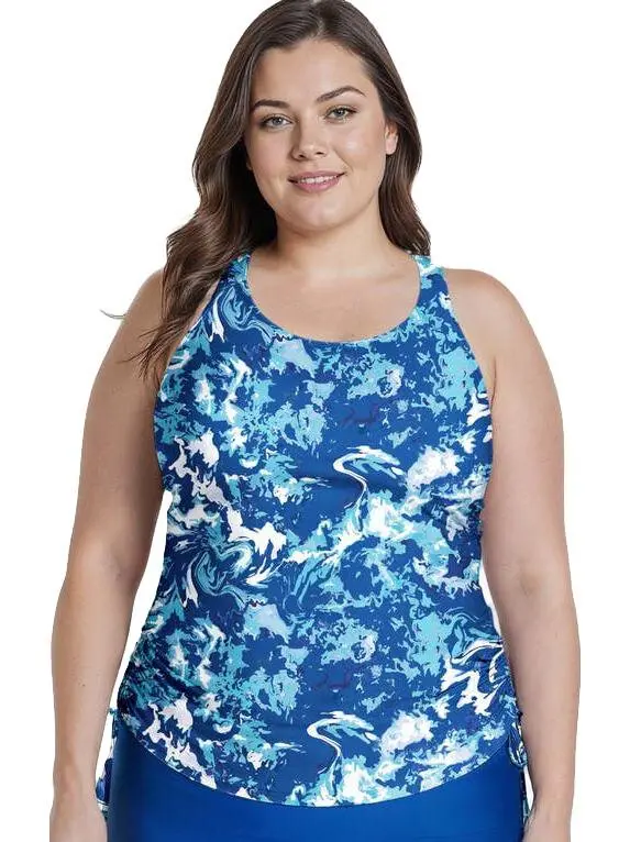 CALYPSA Maya Tankini Swim Top With Removable Cups - Tidal Wave