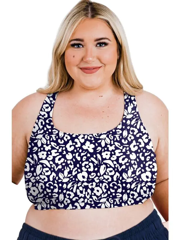 CALYPSA Racerback Swim Bra - Wild Navy