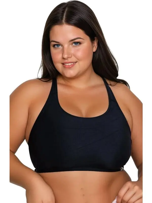 CALYPSA Racerback Swim Bra With Removable Cups - Black