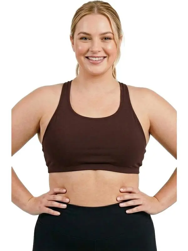 CALYPSA Racerback Swim Bra With Removable Cups - Chocolate Brown