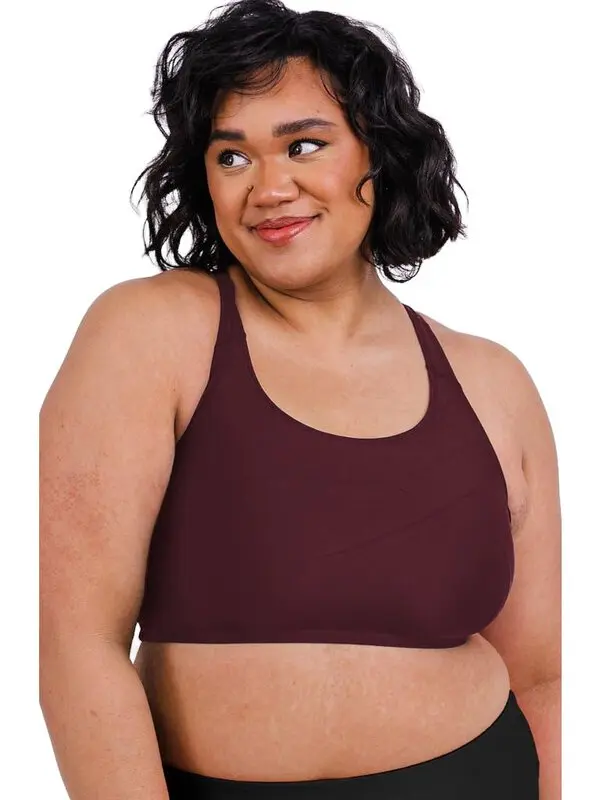 CALYPSA Racerback Swim Bra With Removable Cups - Wine