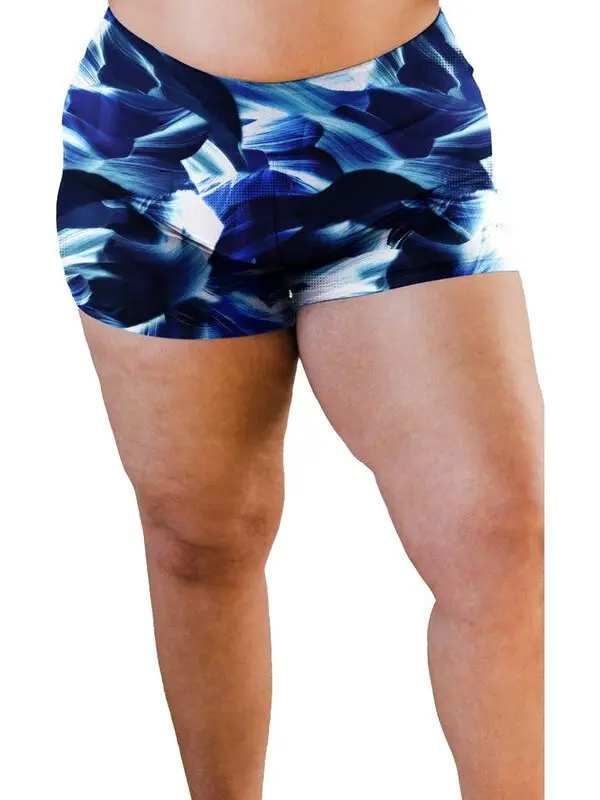 CALYPSA High-waisted Swim Shorts - Navy Wave