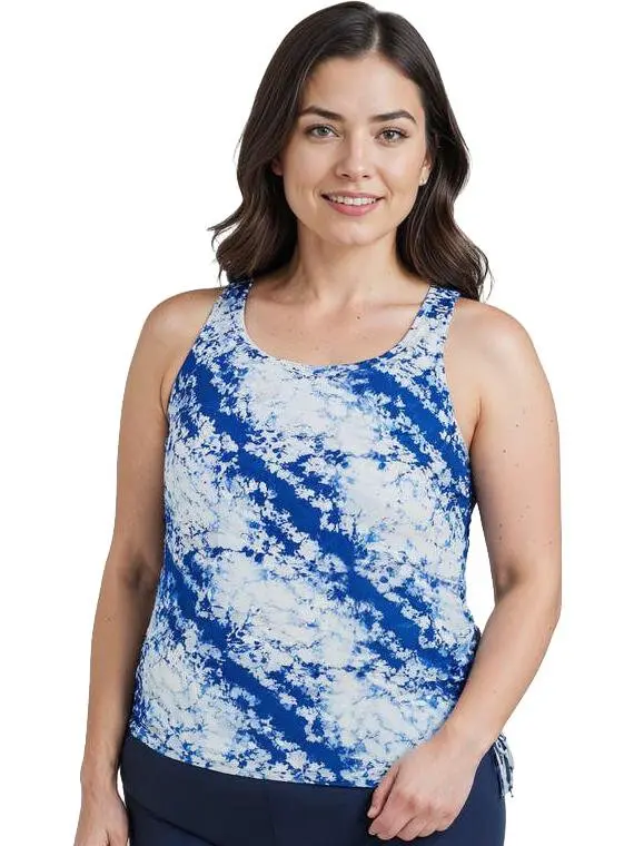 CALYPSA Maya Tankini Swim Top With Removable Cups - Blue Drift