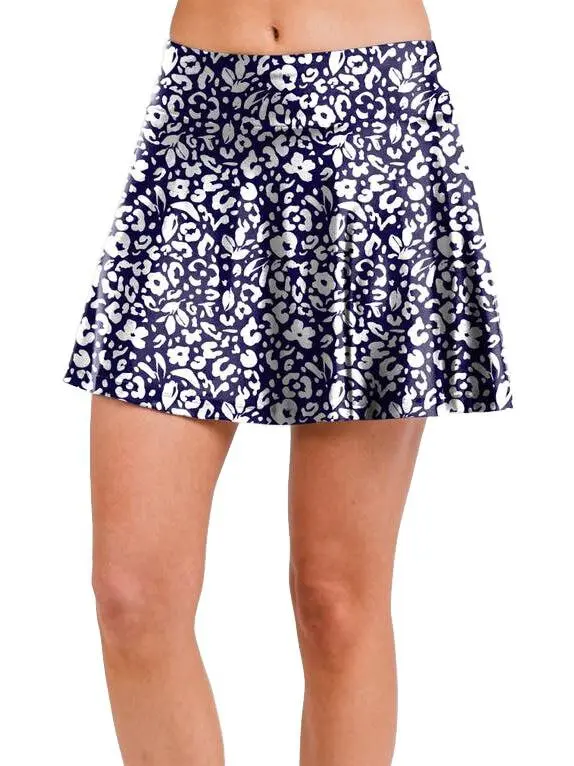 CALYPSA Flowy Swim Skirt With Shorts - Wild Navy