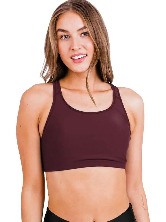 CALYPSA Racerback Swim Bra With Removable Cups - Wine