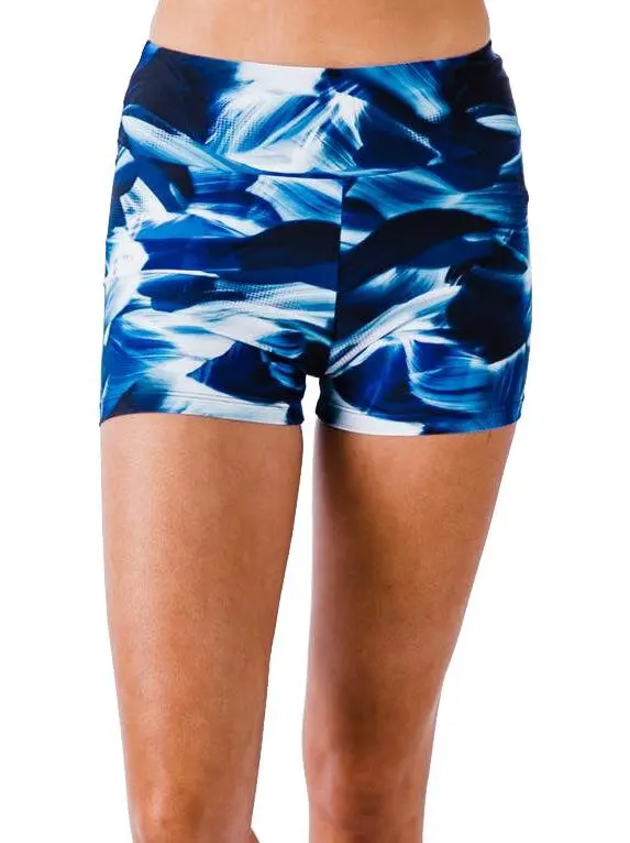 CALYPSA High-waisted Swim Shorts - Navy Wave
