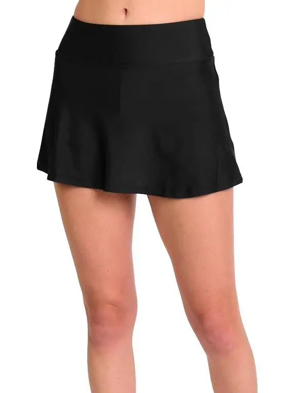 CALYPSA Short Swim Skort With Built-in Shorts - Black