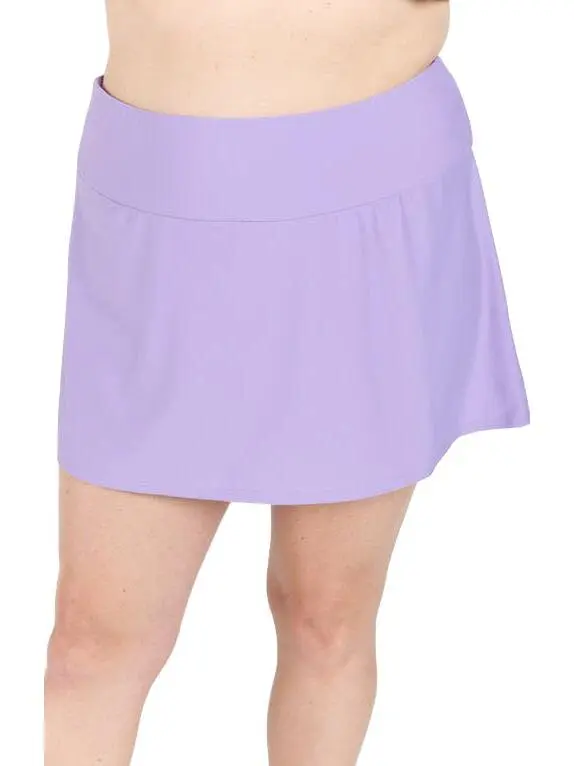 CALYPSA Short Swim Skort With Built-in Shorts - Lavender