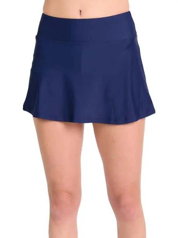CALYPSA Short Swim Skort With Built-in Shorts - Navy