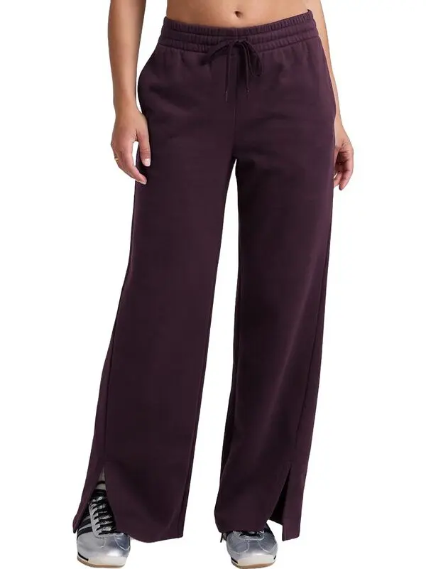 Beyond Yoga Luxefleece Side Slit Wide Leg Pants - Eggplant Purple