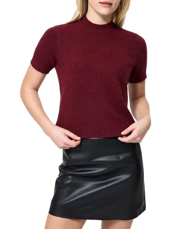 French Connection Vhari Short Sleeve Crop Sweater - Cabernet