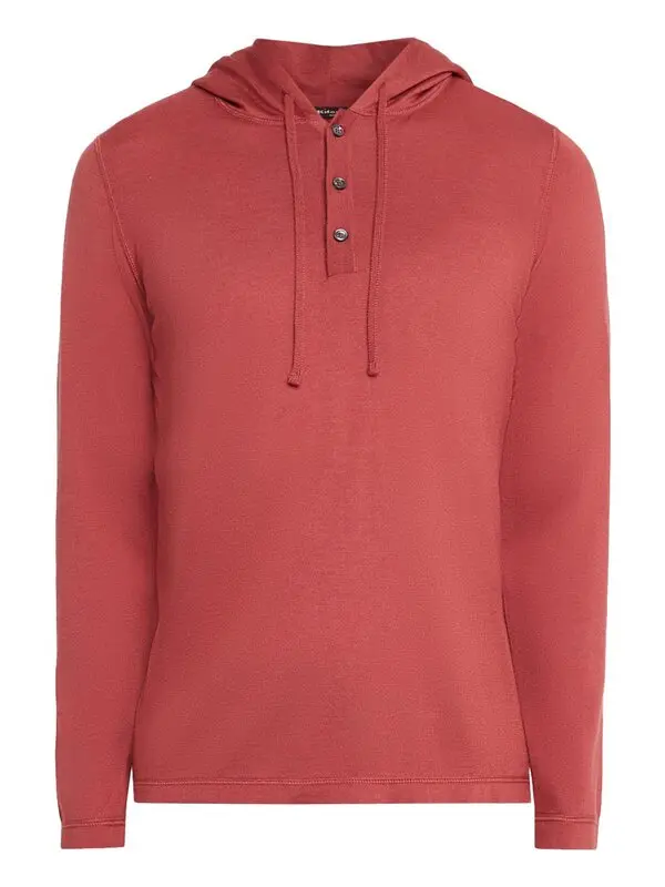 Kiton Cashmere And Silk Half-placket Hoodie - Red
