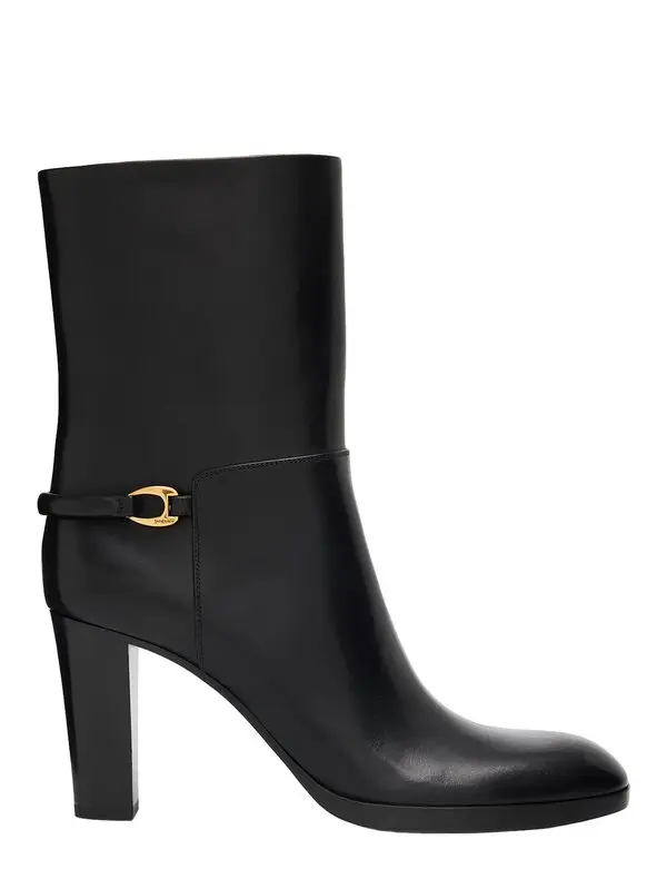 Saint Laurent Sulpice Smooth Leather Booties - Nero