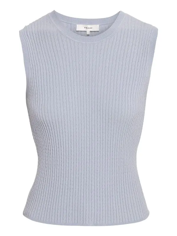 FRAME The Fine Cable-knit Sleeveless Top - Grey Blue