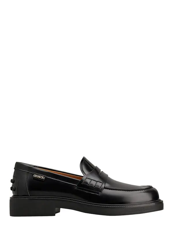 TOD'S Gomma Leather Penny Loafers - Nero