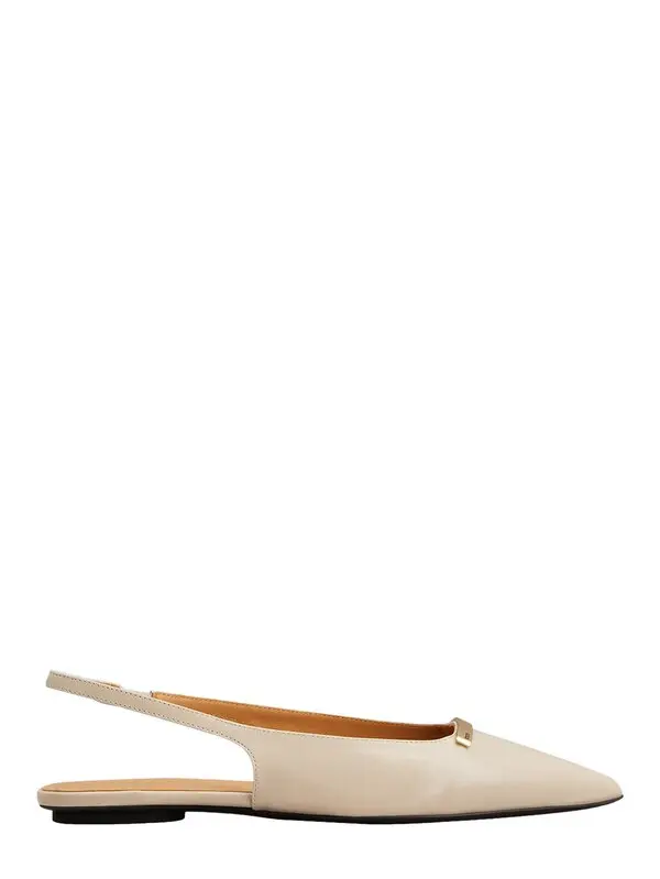 TOD'S Bar Leather Slingback Ballerina Flats - Cream