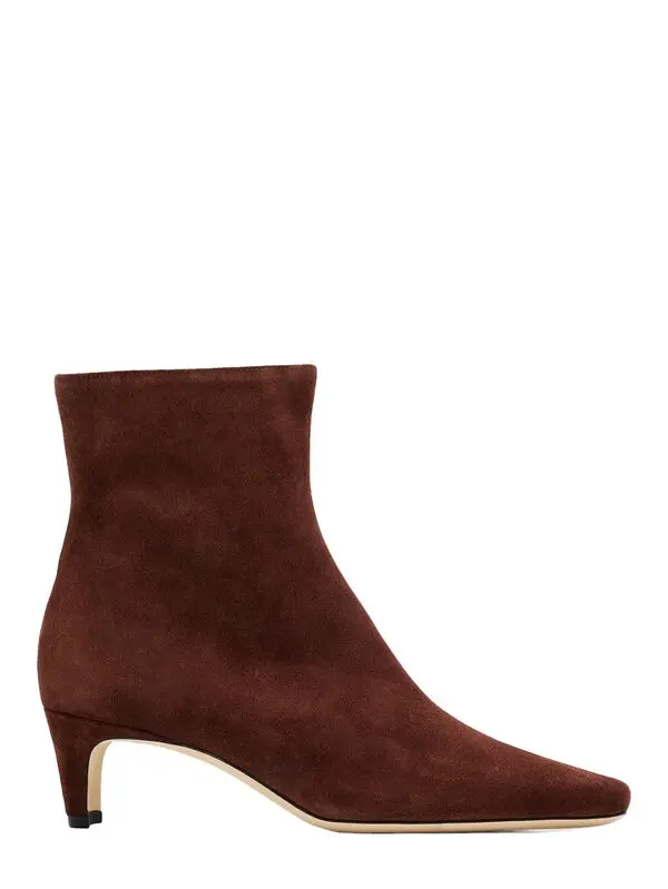 Staud Wally Suede Ankle Boots - Mahogany
