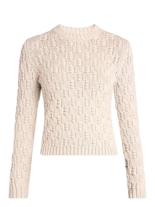Moncler Crewneck Cable-knit Sweater - Light Beige