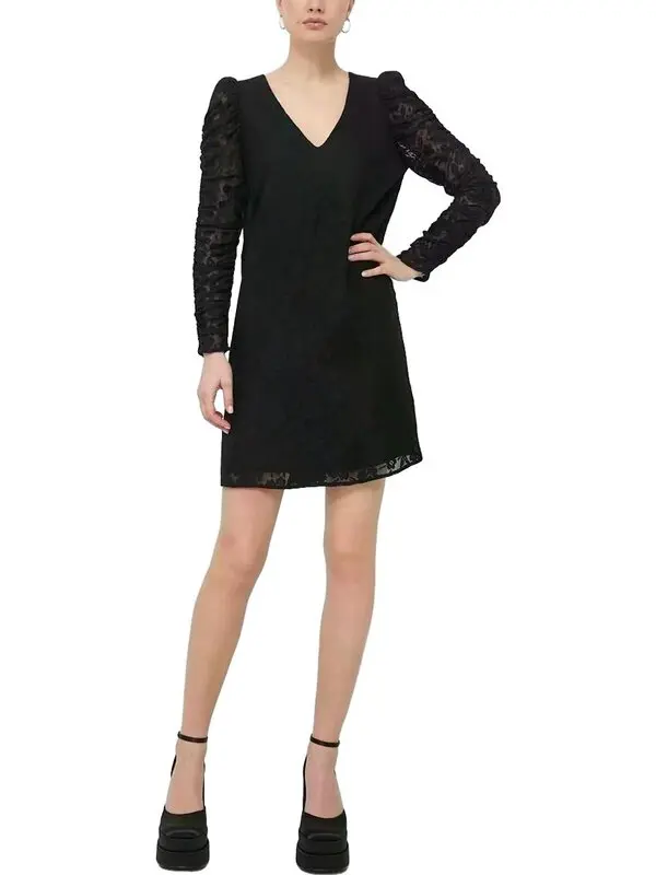 NOTES DU NORD Long-sleeved Lace Mini Dress - Black