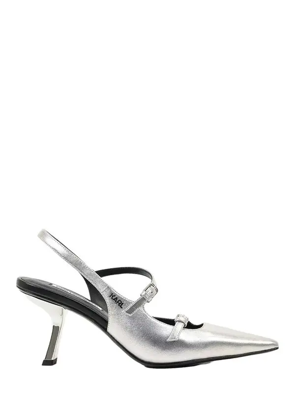 Karl Lagerfeld Buckle-detail Slingback Pumps - Silver
