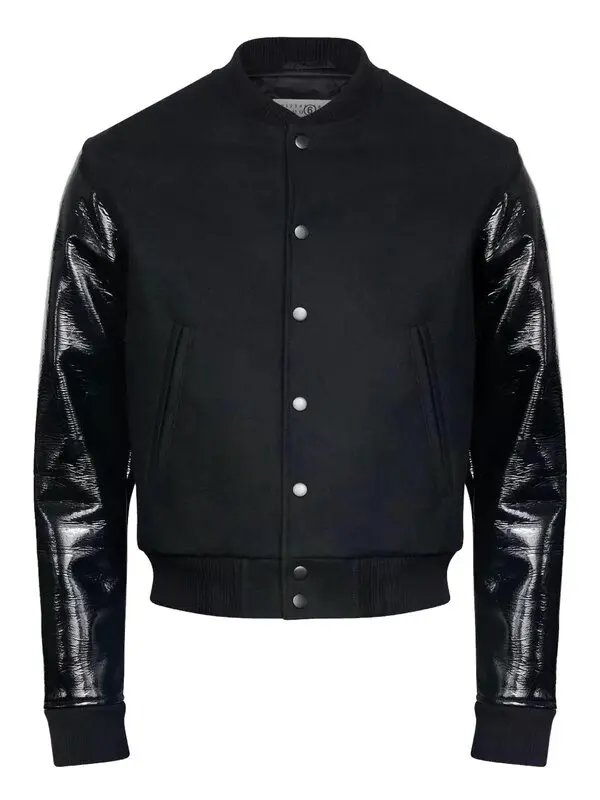 MAISON MARGIELA Leather-sleeve Wool Jacket - Black