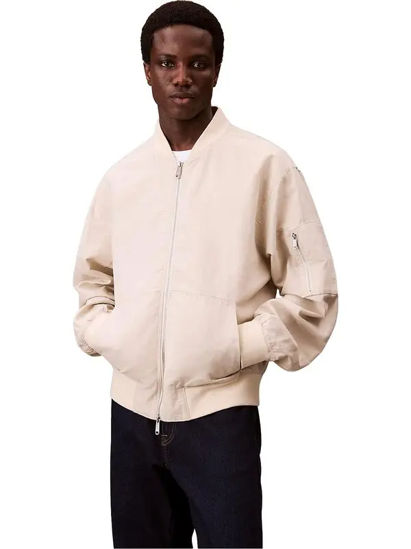 Calvin Klein Linen Blend Bomber Jacket - Moonstruck