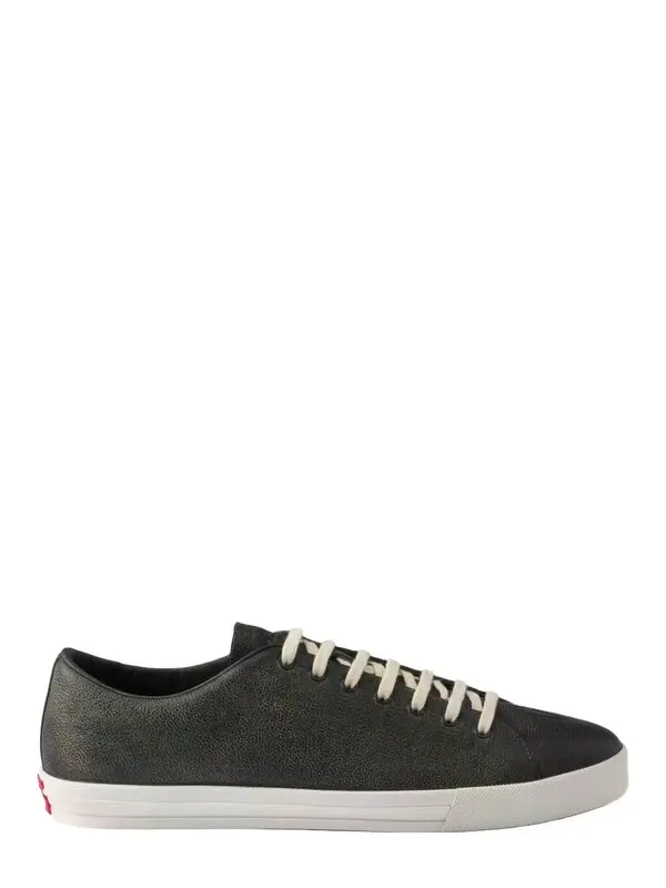 Prada Aged-effect Lace-up Low-top Sneakers - Black