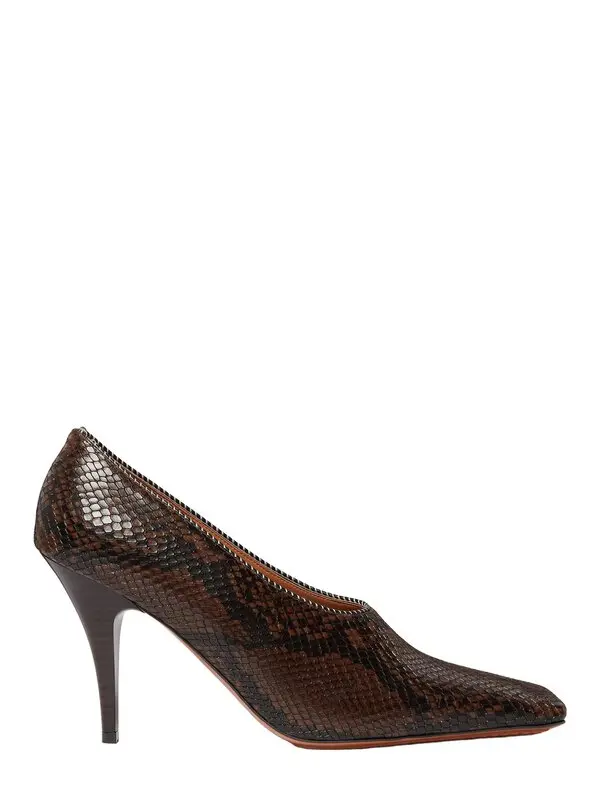 Stella McCartney Square-toe Snake Stiletto Pumps - Coffee