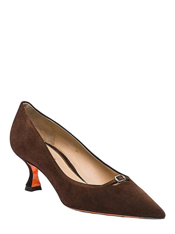 Santoni Suede Mid-heel Pump - Brown