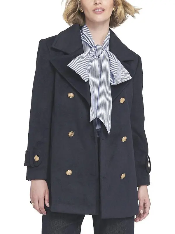 ELLE COLLECTION Melton Pea Coat - Navy