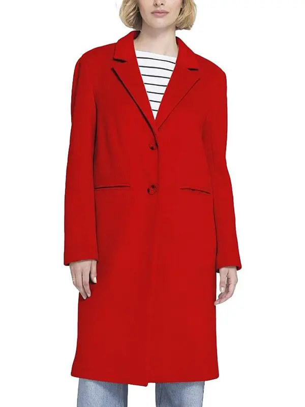 ELLE COLLECTION Printed Lining Melton Coat - Red