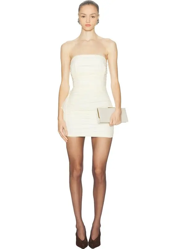 THE SEI Strapless Mini Ruffle Dress - Cream