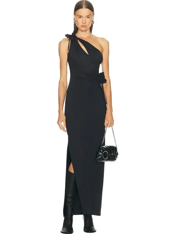Coperni Asymmetric Flower Gown - Black