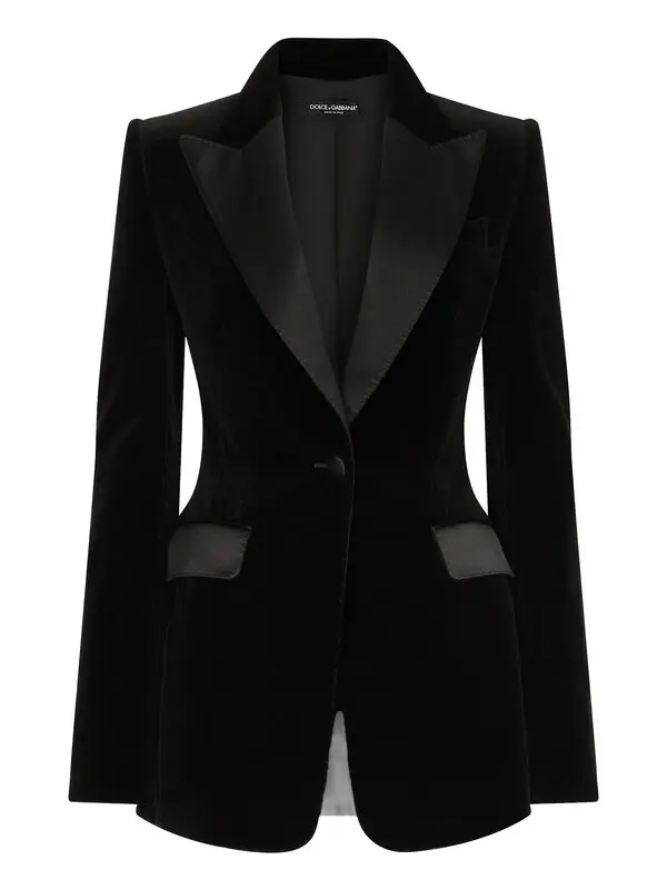 Dolce & Gabbana Velvet Turlington Tuxedo Jacket - Black