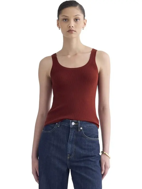 Everlane Ultrasoft Merino Ribbed Cami Top - Merlot