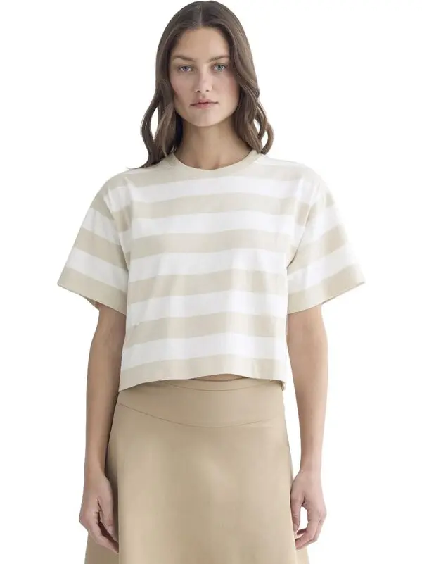 Everlane Premium Weight Cropped T-shirt - Peyote/bone